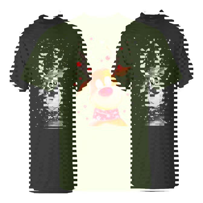 Rudolph The Red Nosed Reindeer Costume Christmas Xmas T-Shirt - Seseable