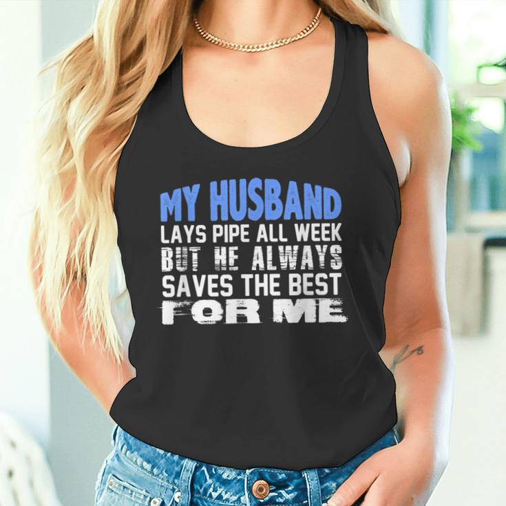 Pipeliner Wife Husband Lays Pipe Flirt Gag Tank Top - Monsterry