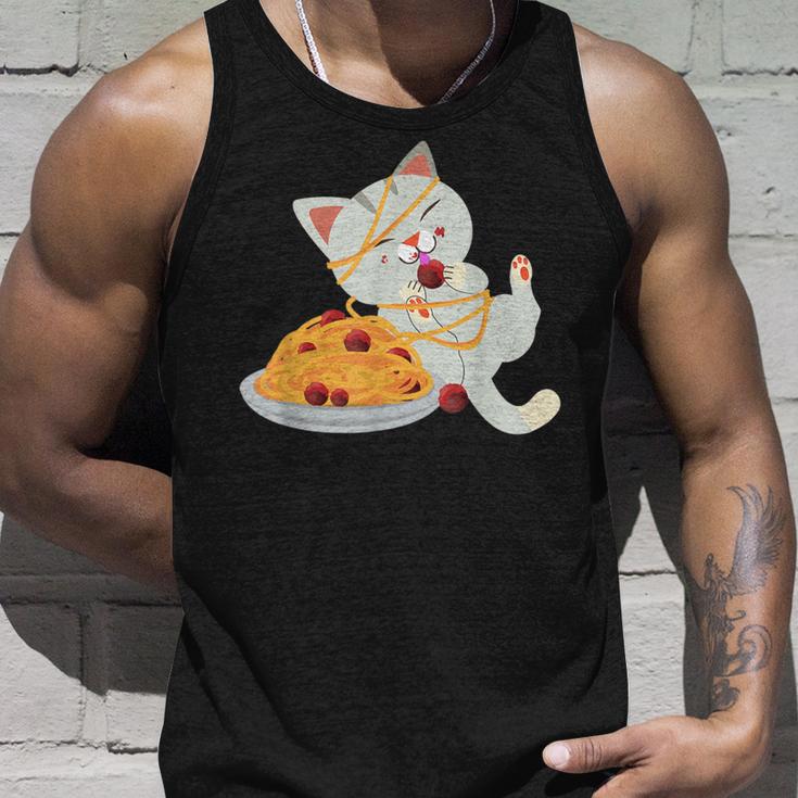 Pasta Spaghetti Cat Kawaii Kitten Eating Meatballs Macaroni Tank Top ...