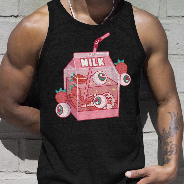 Weirdcore Aesthetic Kawaii Strawberry Milk Carton Eyeballs Tank Top ...
