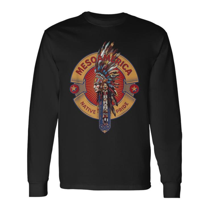 Mesoamerica Mexican Native Indian Art Deco Warrior Heritage Long Sleeve ...
