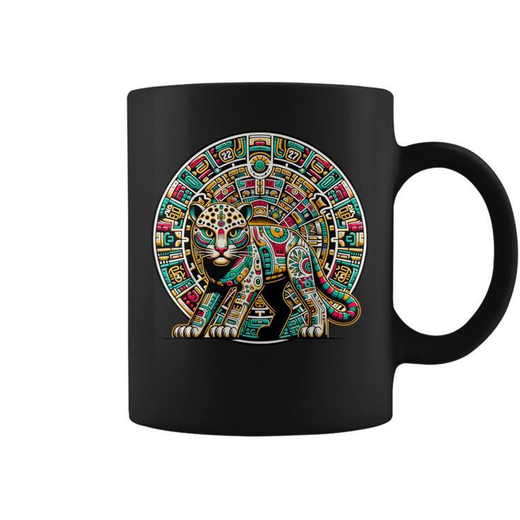 Aztec God Tezcatlipoca And Leopard With The Mayan Calendar Graphic ...