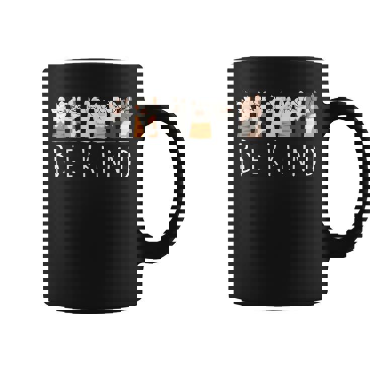Be Kind Asl Sign Language Kindness Cat Paws Finger Signs Coffee Mug ...