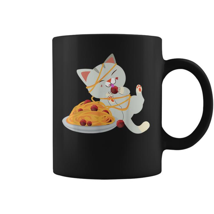 Pasta Spaghetti Cat Kawaii Kitten Eating Meatballs Macaroni Graphic ...