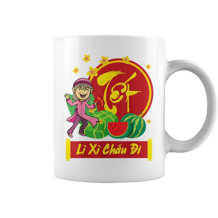 Lunar Vietnamese Calendar 2025 Li Xi Chau Di Girls Graphic Print Coffee ...