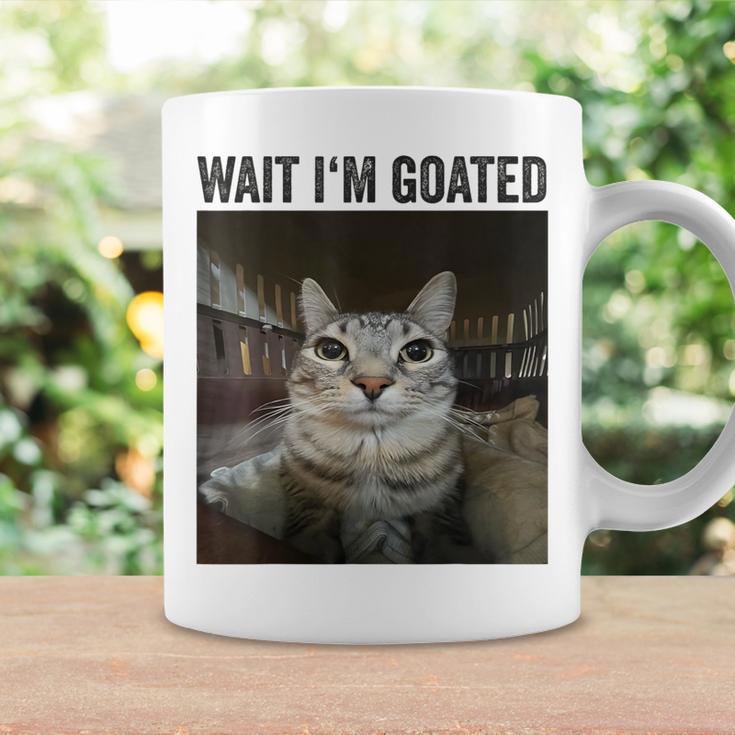 Wait I'm Goated T Silly Meme Cat Coffee Mug | Mazezy
