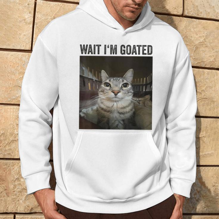 Wait I'm Goated T Silly Meme Cat Hoodie | Mazezy