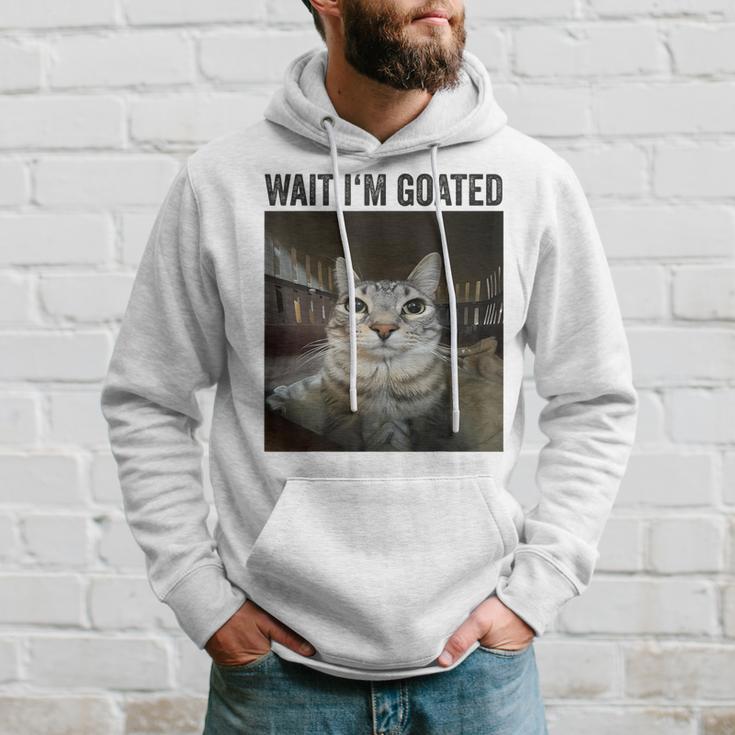 Wait I'm Goated T Silly Meme Cat Hoodie | Mazezy