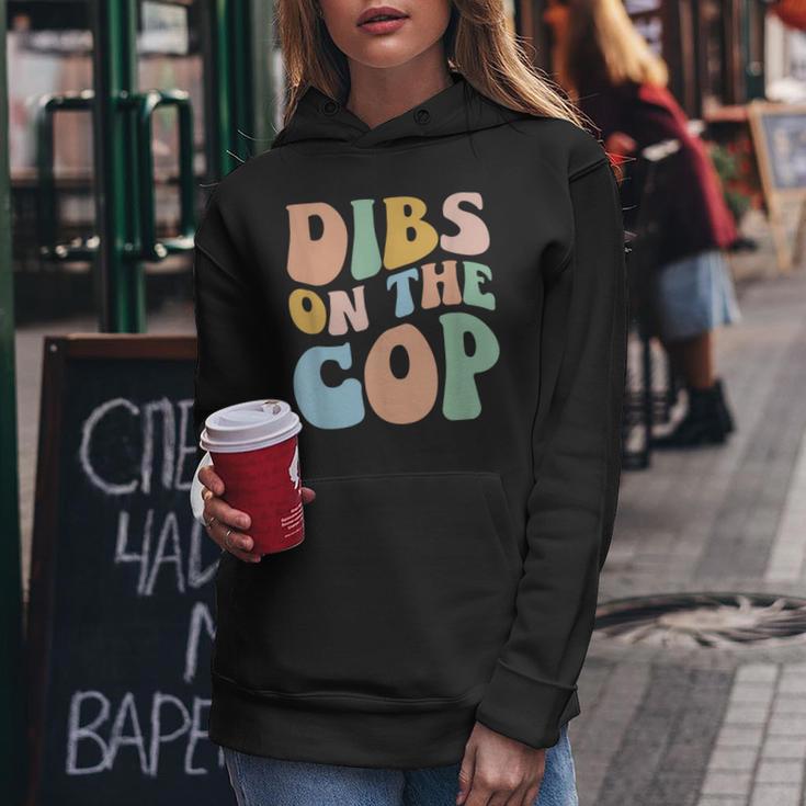 Dibs On The Cop Groovy Retro Police Officer Wife Women Hoodie - Monsterry