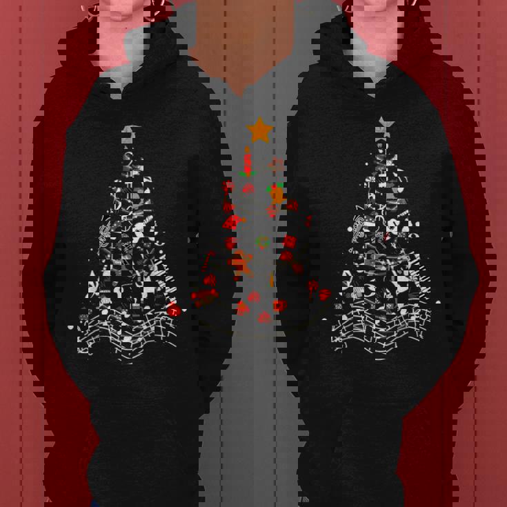 Music Notes Christmas Tree Musical Teacher Music Xmas Tree Women Hoodie ...