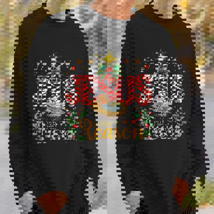 Jesus Is The Reason Religious Christmas Candy Cane 2024 Sweatshirt | Mazezy