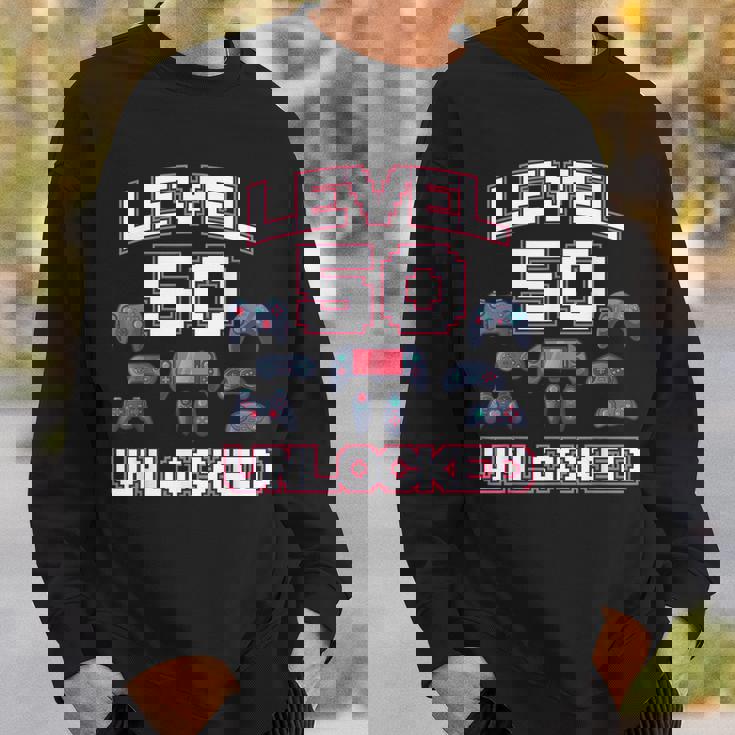 Level 50 Unlocked Gaming Addict 50th Birthday Viedo Gamer Sweatshirt ...