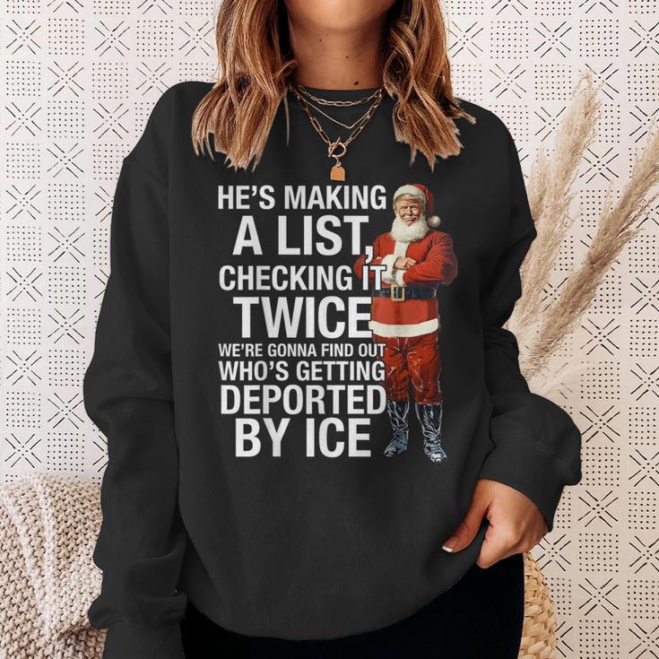 He's Making A List Check It Twice We're Gonna Find Out Quote Sweatshirt ...