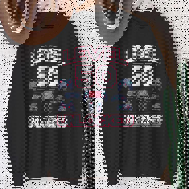 Level 50 Unlocked Gaming Addict 50th Birthday Viedo Gamer Sweatshirt ...