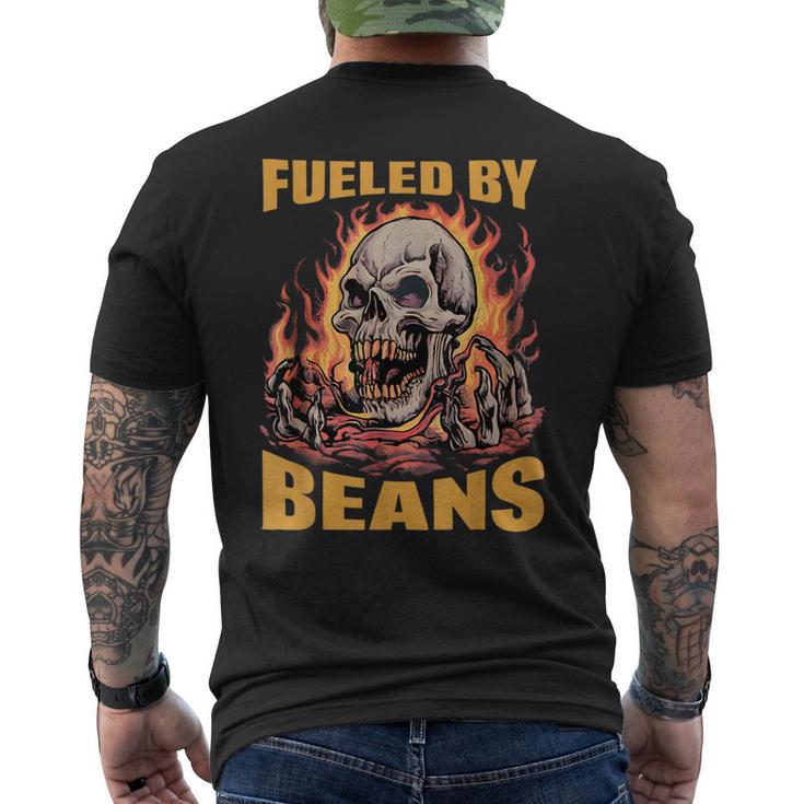 Fueled By Beans Brainrot Cringe Skeleton Meme Flames Men's T-shirt Back ...