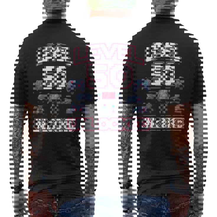 Level 50 Unlocked Gaming Addict 50th Birthday Viedo Gamer Men's Back ...