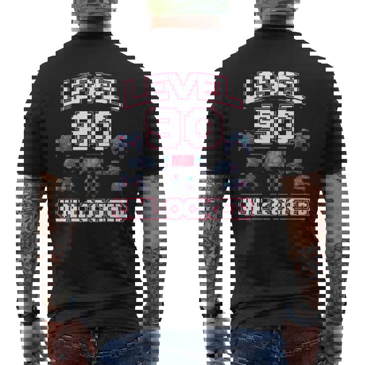 Level 90 Unlocked Gaming Addict 90th Birthday Viedo Gamer Men's Back ...