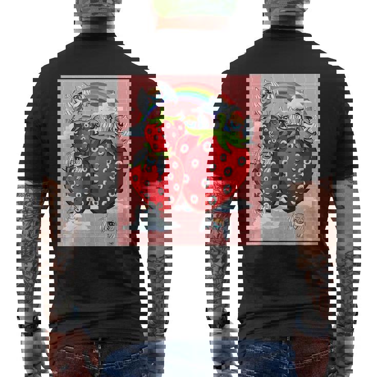 Weirdcore Aesthetic Kawaii Strawberry Eyes Eyeballs Men's Back Print T ...