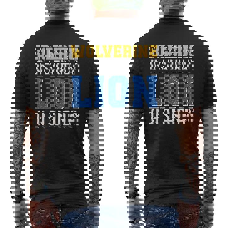 Wolverine On Saturday Lion On Sunday Men's T-shirt Back Print | Mazezy