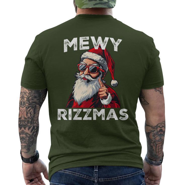 Mewy Rizzmas Santa Mewing Joke Rizz Christmas Men's T-shirt Back Print ...