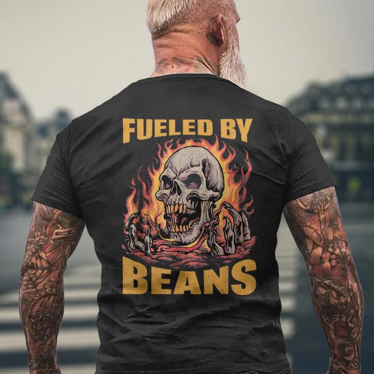 Fueled By Beans Brainrot Cringe Skeleton Meme Flames Men's T-shirt Back ...