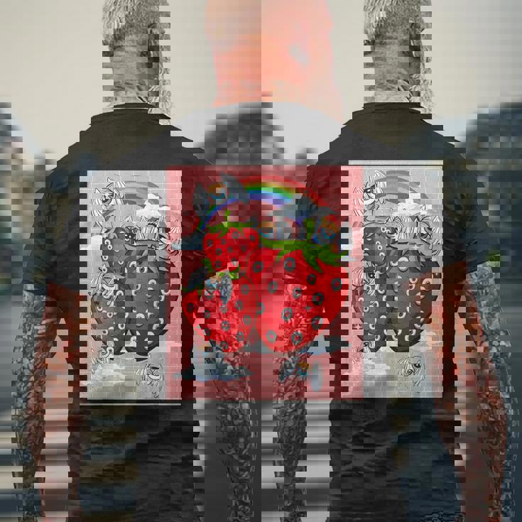 Weirdcore Aesthetic Kawaii Strawberry Eyes Eyeballs Men's Back Print T ...