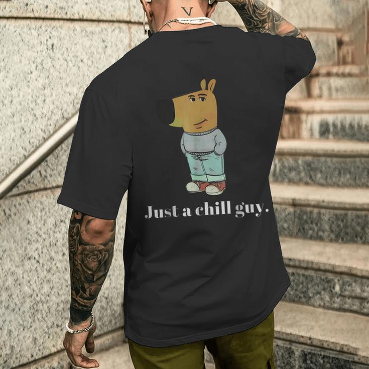 Chill Guy Dog Chill Guy Meme Men's Back Print T-Shirt - Monsterry