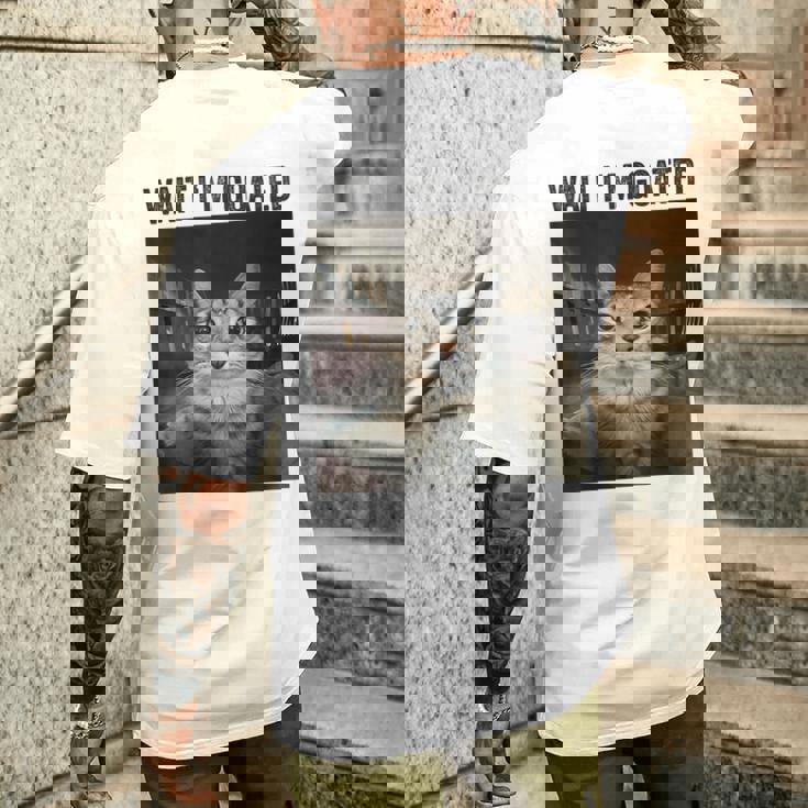 Wait I'm Goated T Silly Meme Cat Men's T-shirt Back Print | Mazezy