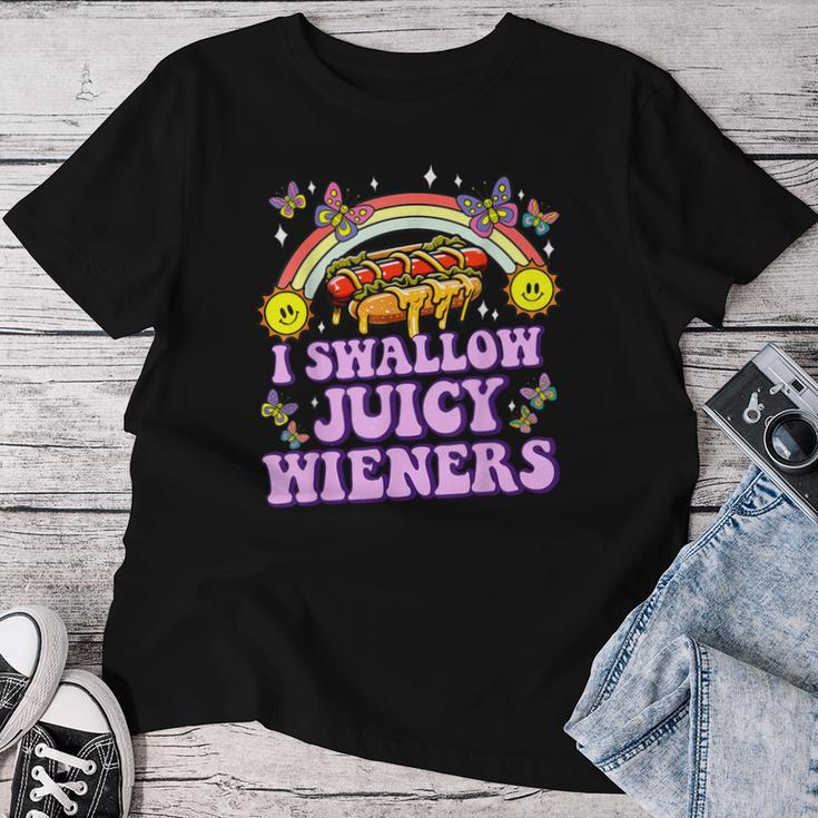 I Swallow Juicy Wiener Inappropriate Adult Humor Women Women T-shirt ...