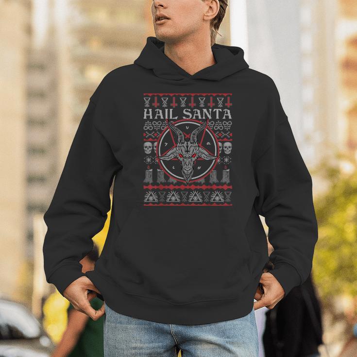 Satanic Christmas Hail Santa For Baphomet And Satan Fan Unisex Hoodie ...