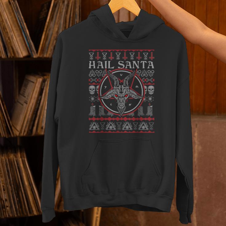 Satanic Christmas Hail Santa For Baphomet And Satan Fan Unisex Hoodie ...