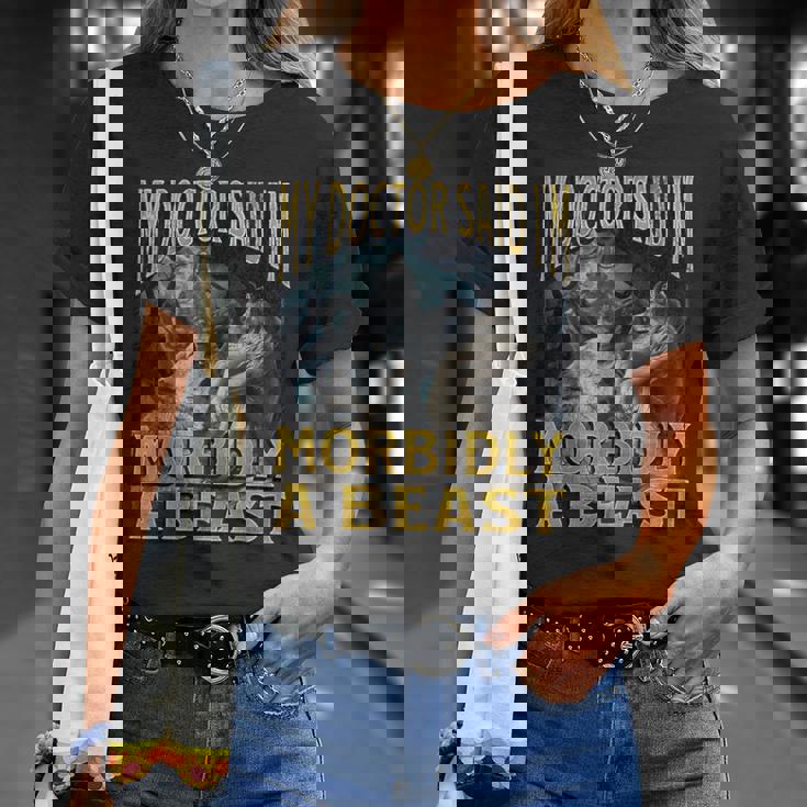 Morbidly A Beast Cringe Alpha Werewolf Wolf Meme T-Shirt - Thegiftio UK