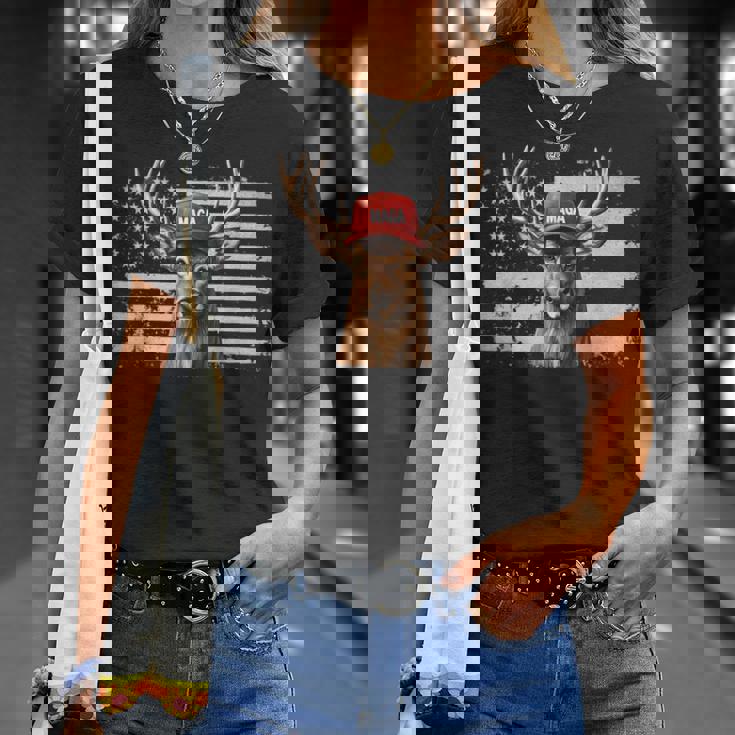 Retro Hunting Maga Camouflage Usa Flag Deer Hunting Season T-Shirt | Mazezy