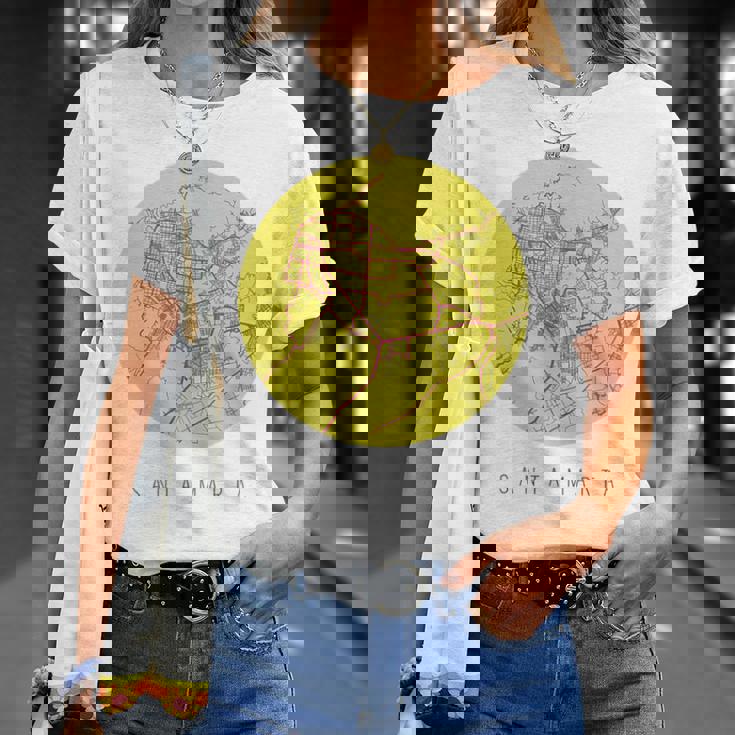 Santa Marta Colombia Circular Street Urban City Map Art Acid T-Shirt ...