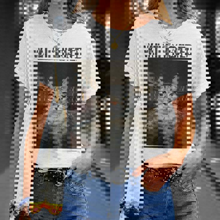 Wait I'm Goated T Silly Meme Cat T-Shirt | Mazezy