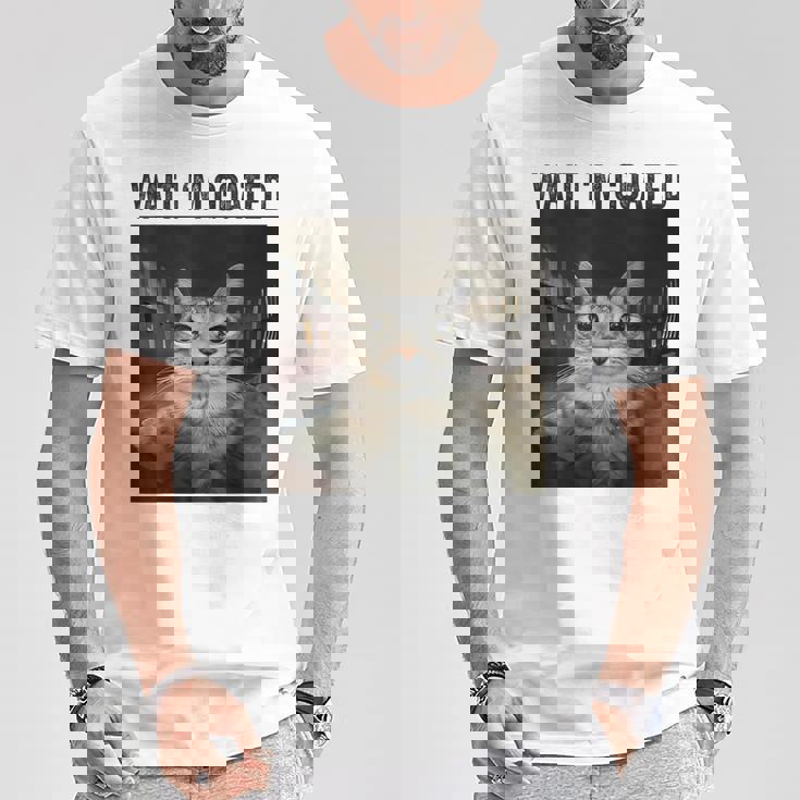 Wait I'm Goated T Silly Meme Cat T-Shirt | Mazezy