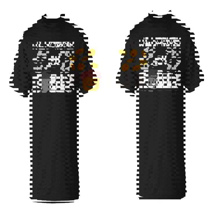 Noob & Professional Gamer Will Do Chores For Robux Boys T-Shirt | Mazezy