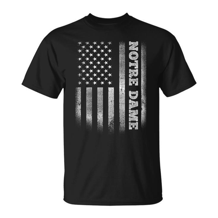 Notre Dame Usa Flag Patriotic T-Shirt | Mazezy