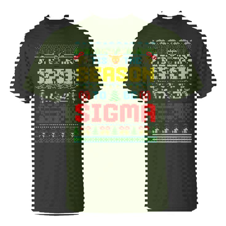 Tis The Season To Be Sigma Christmas Brainrot Ironic Meme T-Shirt | Mazezy