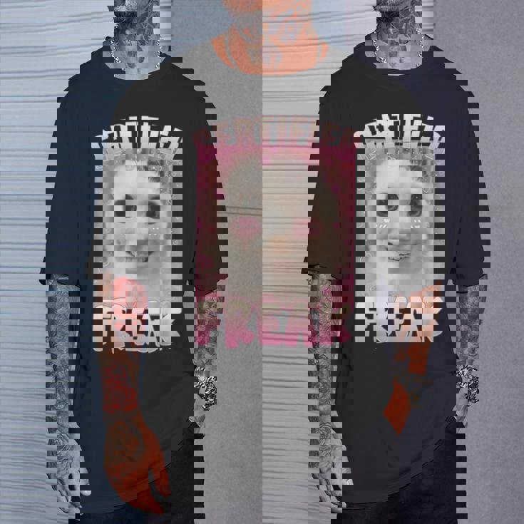 Certified Freak Cat Meme Brainrot Ironic Y2k T-Shirt - Monsterry