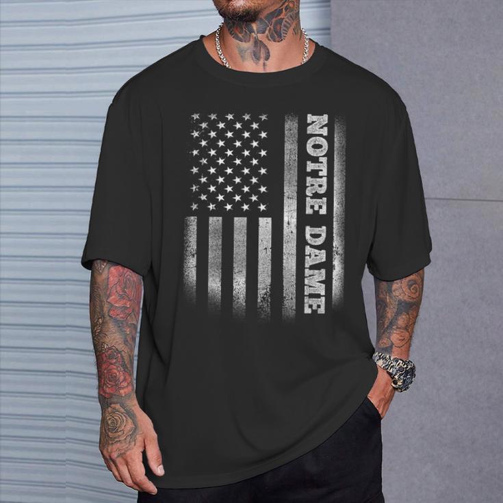 Notre Dame Usa Flag Patriotic T-Shirt | Mazezy