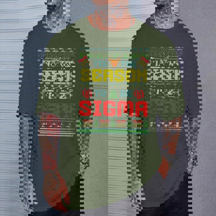 Tis The Season To Be Sigma Christmas Brainrot Ironic Meme T-Shirt | Mazezy