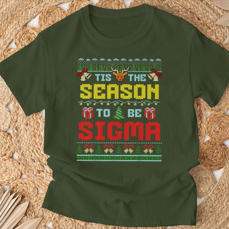 Tis The Season To Be Sigma Christmas Brainrot Ironic Meme T-Shirt | Mazezy